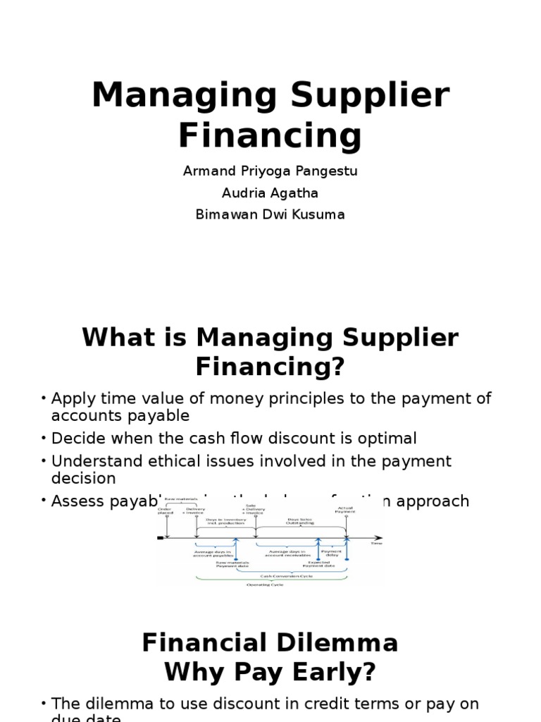 Managing Supplier Financing | PDF | Credit (Finance) | Net Present Value