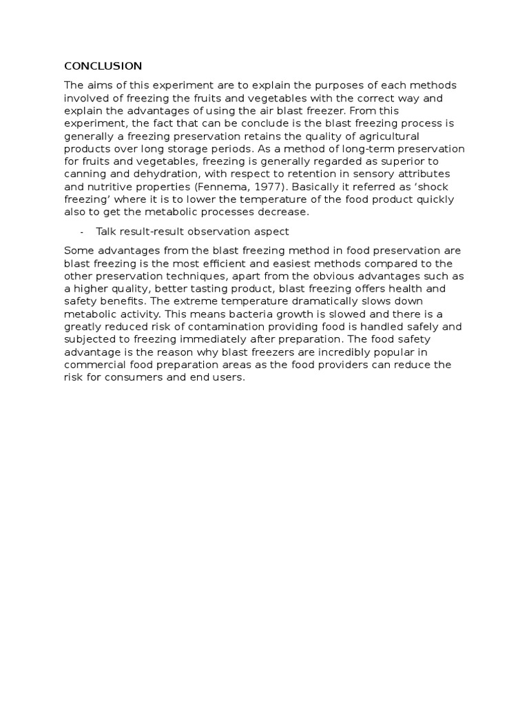 FOOD PROCESSING Conclusion Exp 3 | PDF