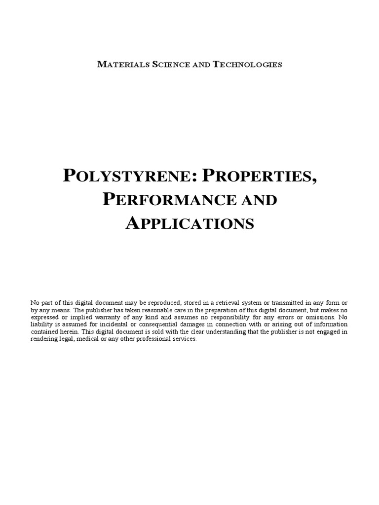 Polystyrene Properties - Performance - and Applications PDF | PDF | Science & Mathematics