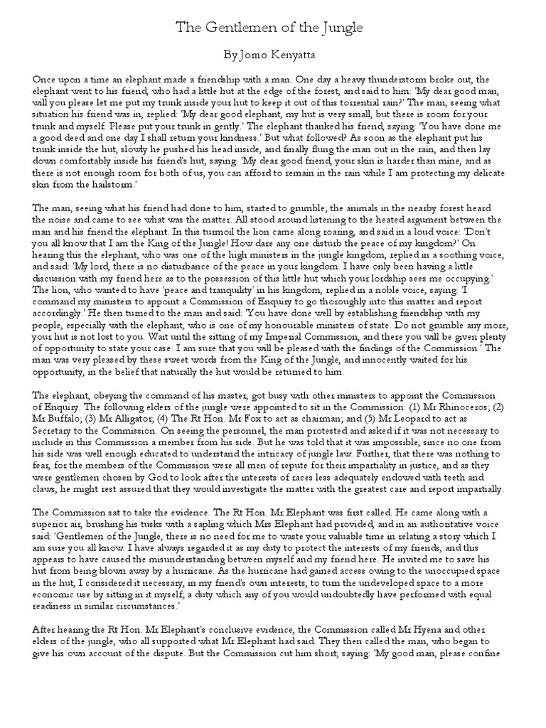 The Gentlemen of the Jungle Summary | PDF | Elephant