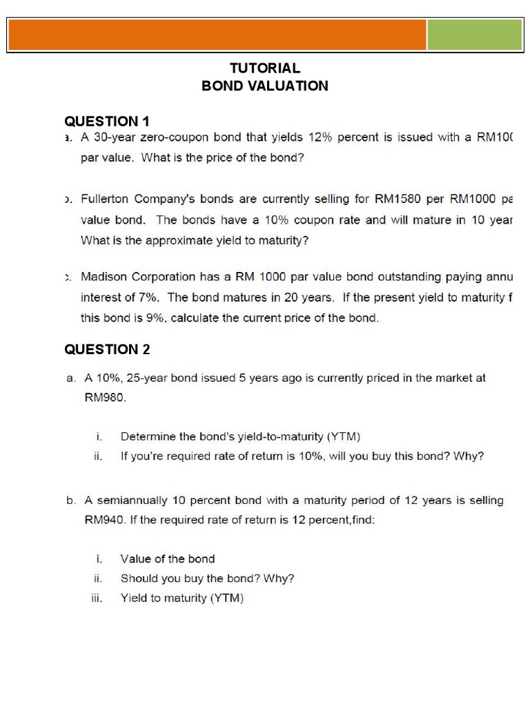 Tutorial Bond Valuation | PDF