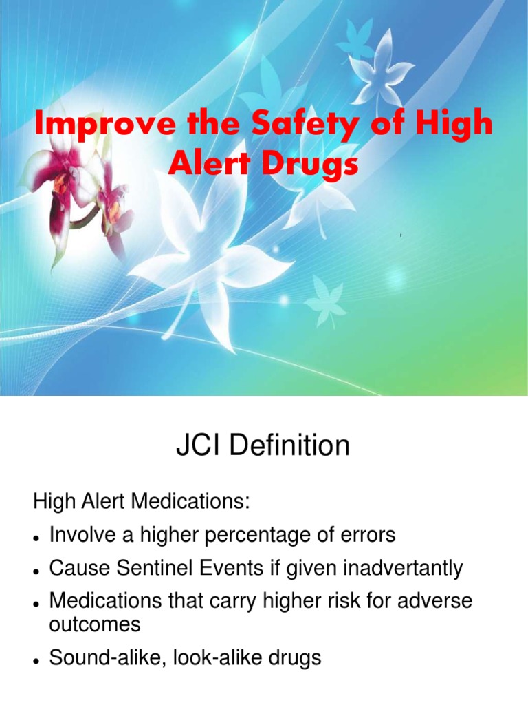 Safety of High Alert Medication | Intravenous Therapy | Saline (Medicine)