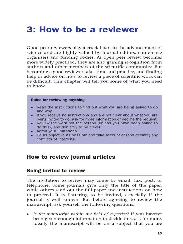 How To Be A Reviewer | PDF | Academic Journal | Abstract (Summary)