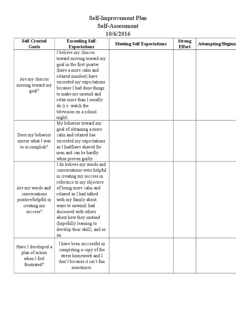 Self-Assessment Progress4 | PDF