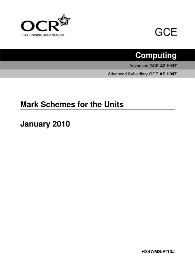 OCR Computing F451, F452, F453 Jan 2010 MS | PDF | Control Flow | Subroutine