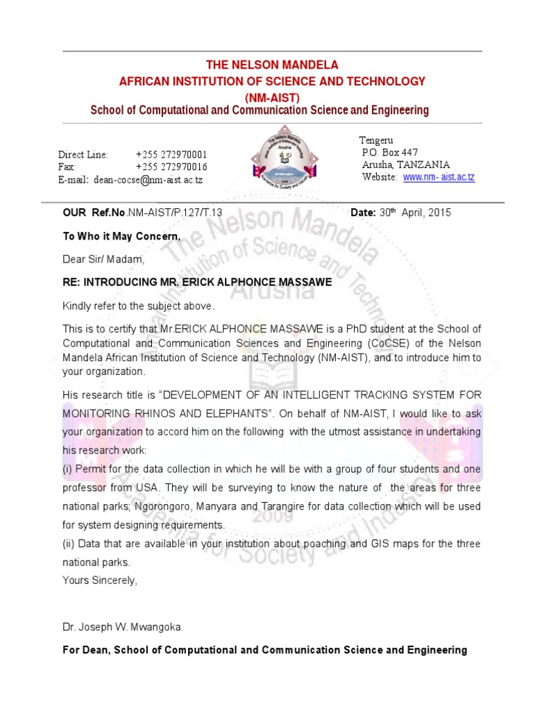 Letter For Data Collection | PDF