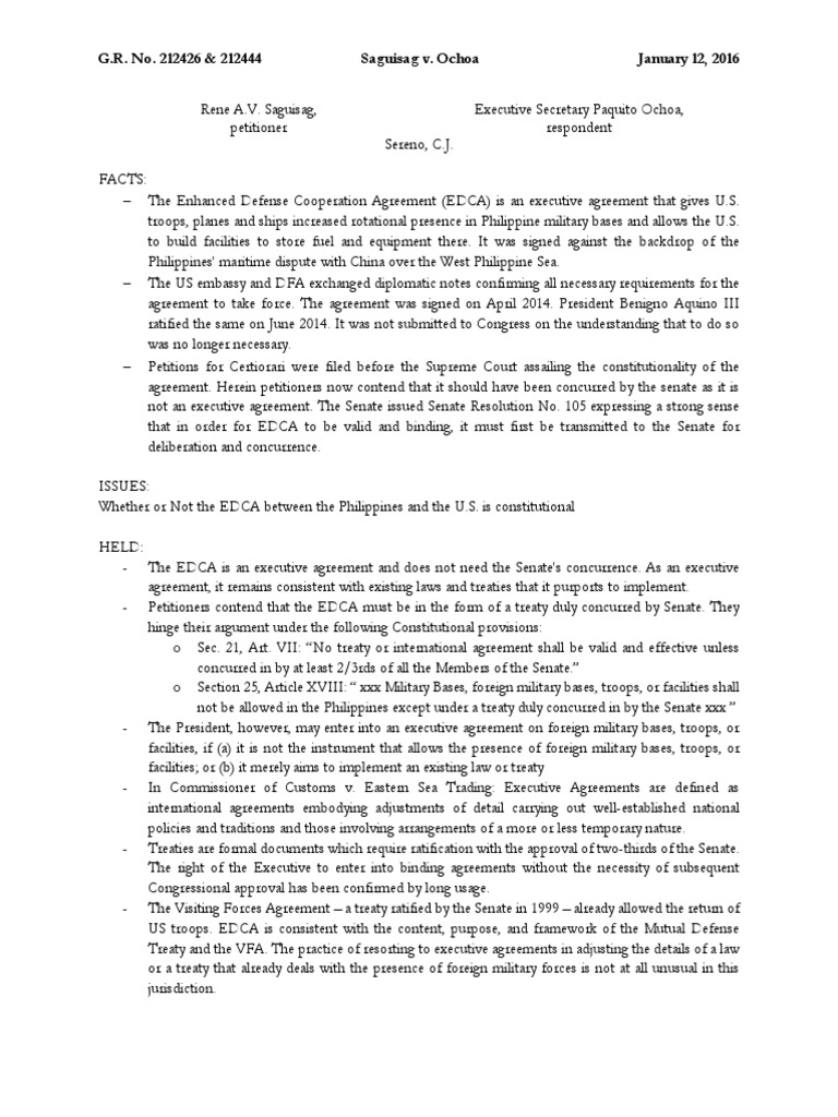 Saguisag v. Ochoa | PDF | Treaty | Ratification