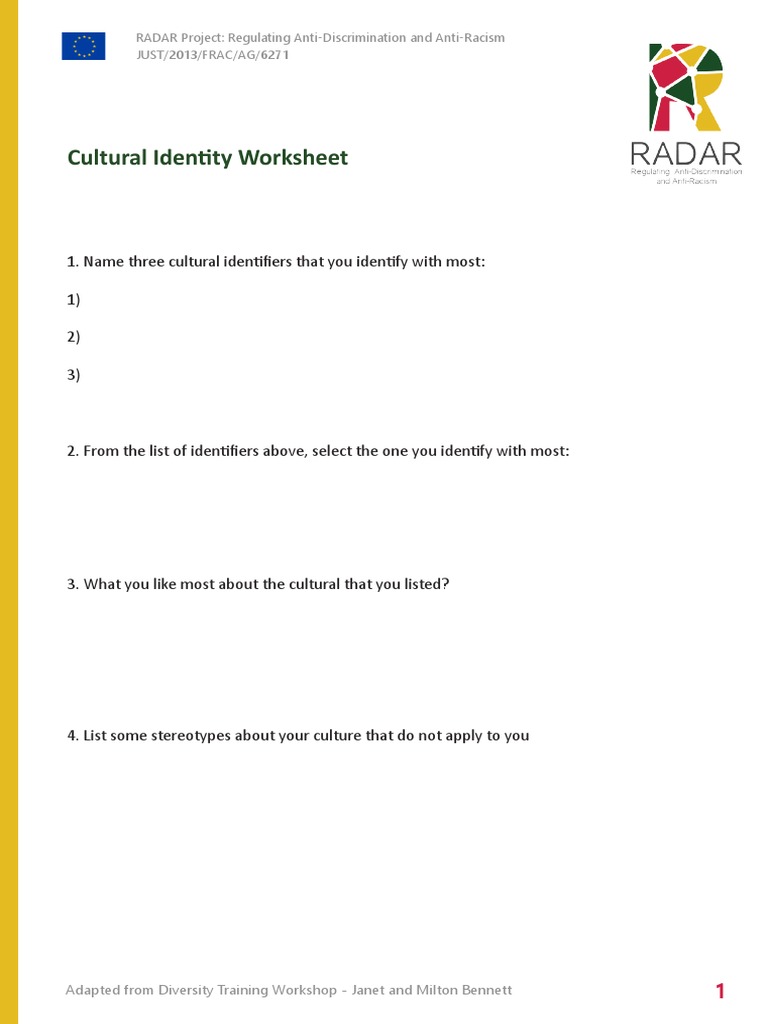 Radar Exercises - Cultural Identity Worksheet PDF | PDF