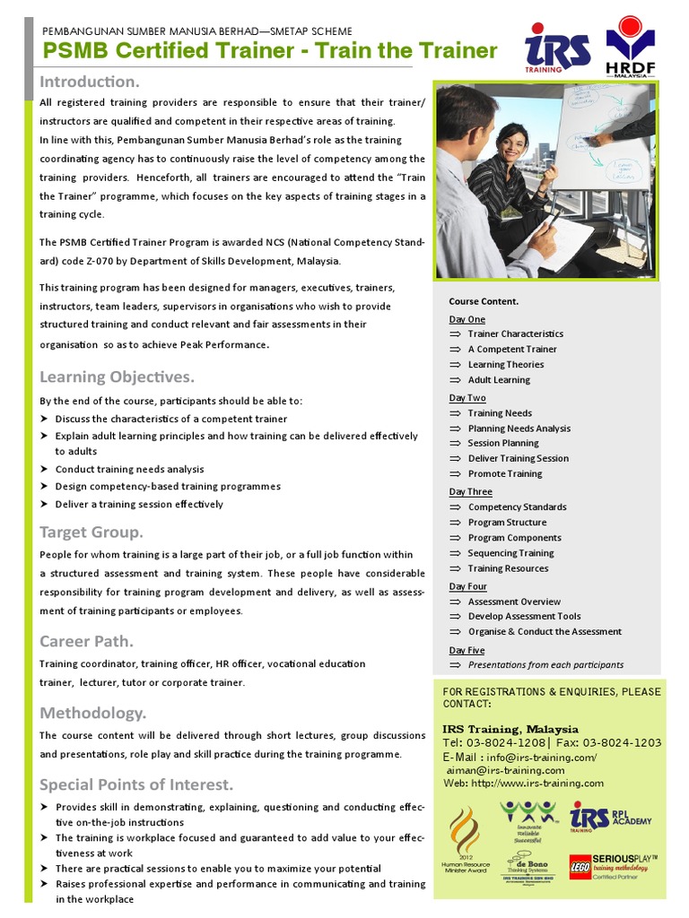 Train The Trainer (TTT) Brochure2016 | PDF | Facilitator | Competence ...