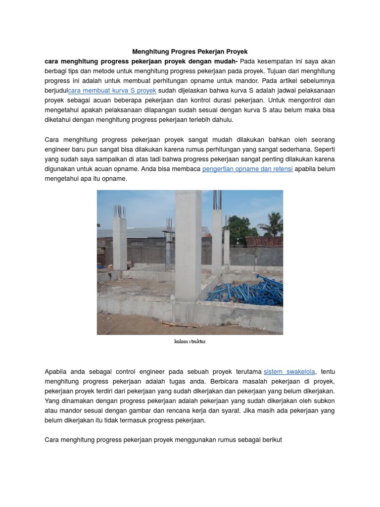 Cara Menghitung Progres Pekerjaan Proyek | PDF | Teknologi & Rekayasa