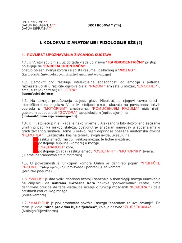 1 Kolokvij-Anatomija | PDF