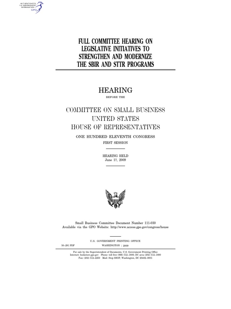House Hearing, 111TH Congress - Full Committee Hearing On Legislative ...