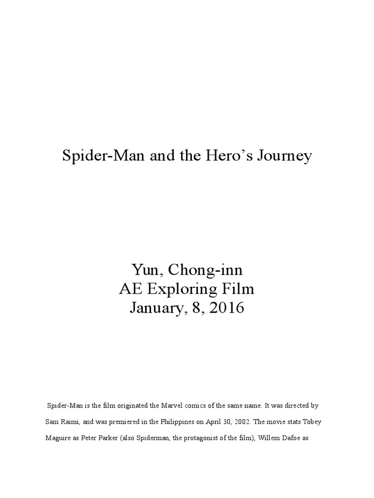 Spider-Man and The Hero's Journey | PDF | Spider Man | Leisure