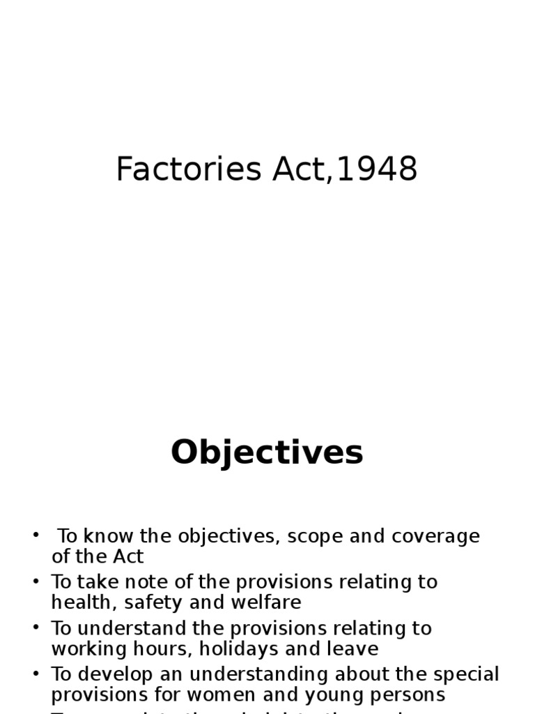 Factory Act 1948 Short Note | PDF | Occupational Safety And Health | Nature
