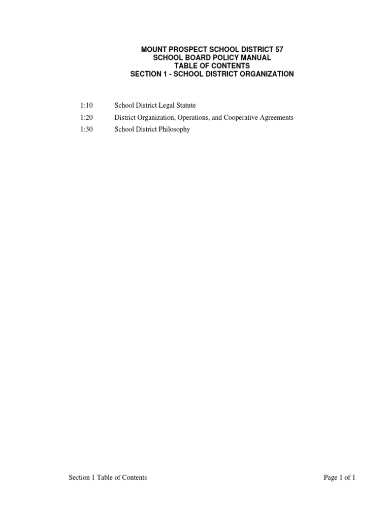 1:10 School District Legal Statute 1:20 District Organization ...