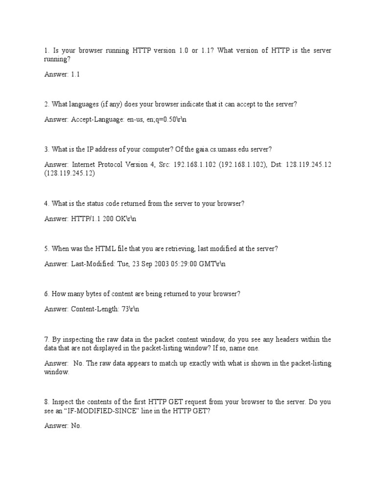 Analysis of HTTP Requests and Responses Between a Web Browser and ...