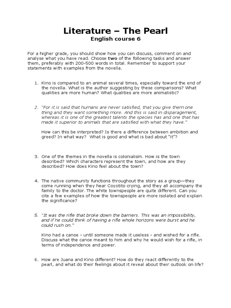 The Pearl - Exam Essay - Ernst Version 2 | PDF
