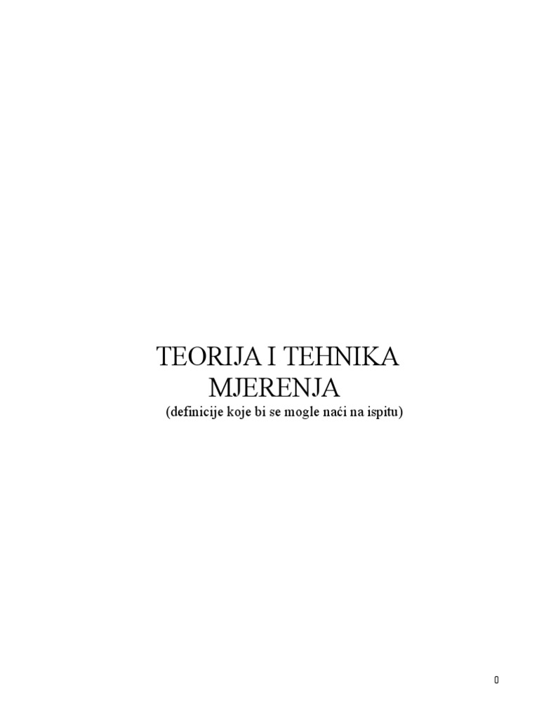 Teorija I Tehnika Mjerenja Definicije | PDF