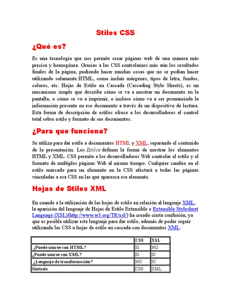 Stilos CSS | PDF | Hojas de estilo en cascada | HTML