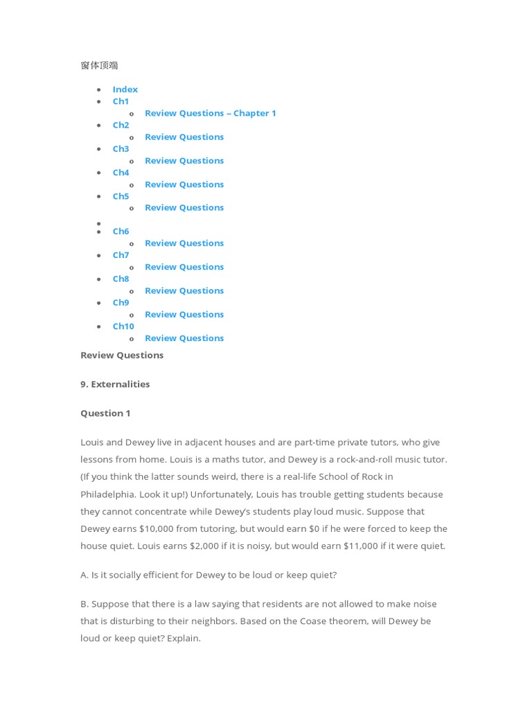 Tutorial Q and A Chapter9,10 | PDF | Externality | Economic Surplus