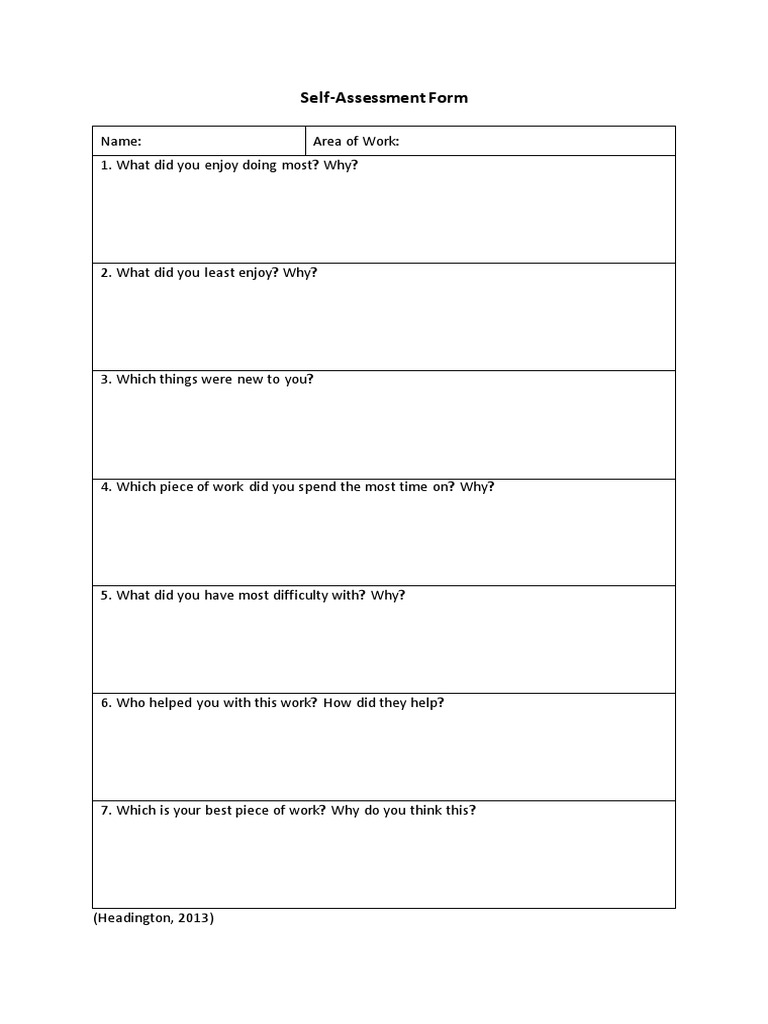 Self-Assessment Form | PDF