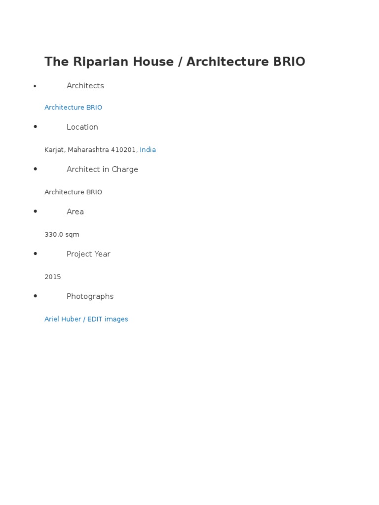 The Riparian House / Architecture BRIO: Architects | PDF