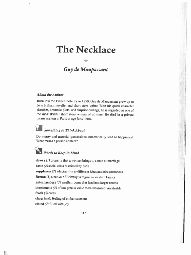 The Necklace Short Story PDF | PDF
