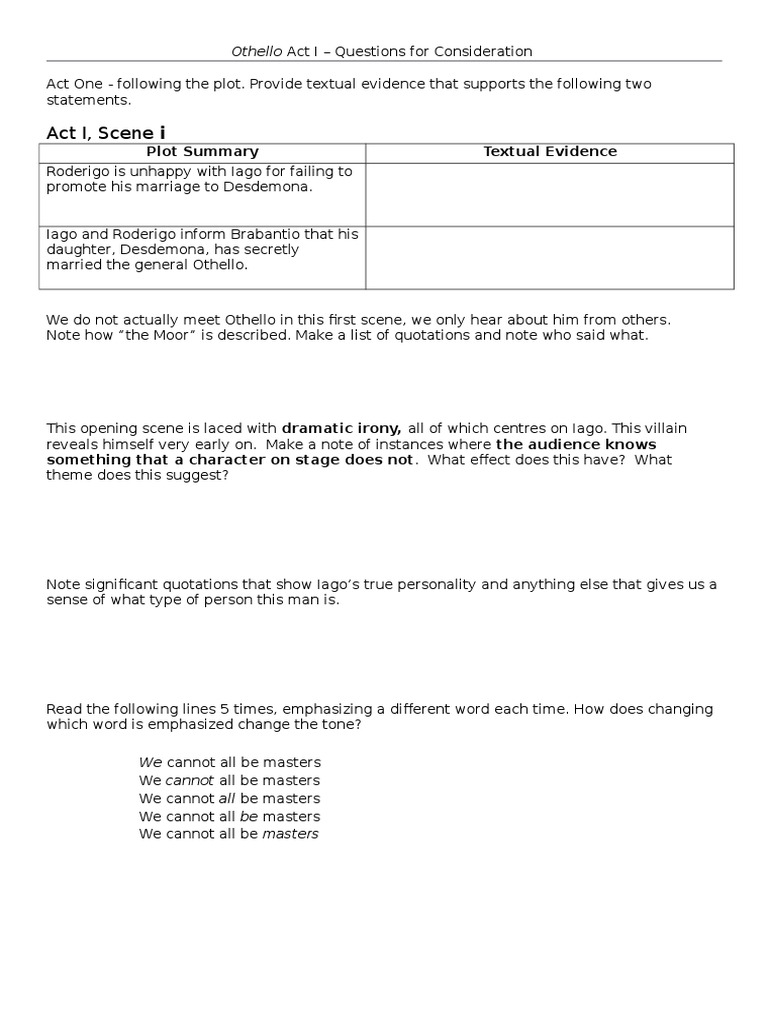 Grand Master Questions Packet Othello | PDF | Iago | Othello