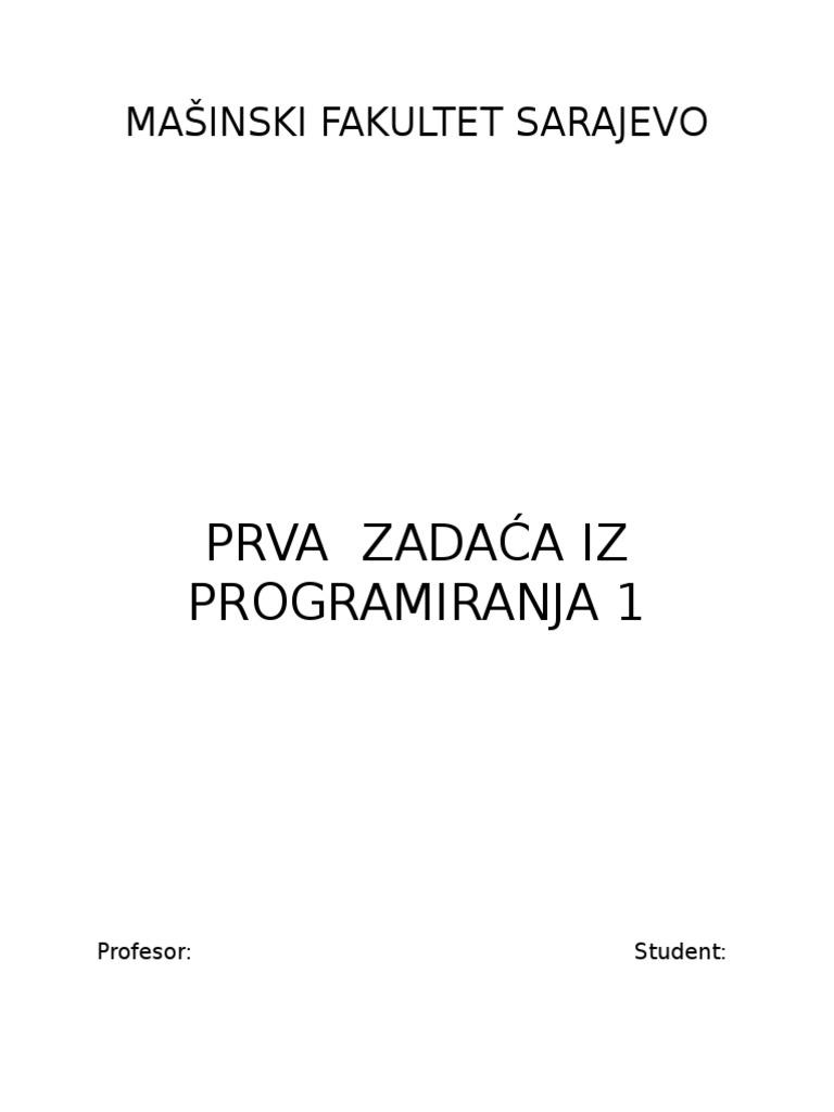 Programiranje - Prvi Primjer Zadaće | PDF
