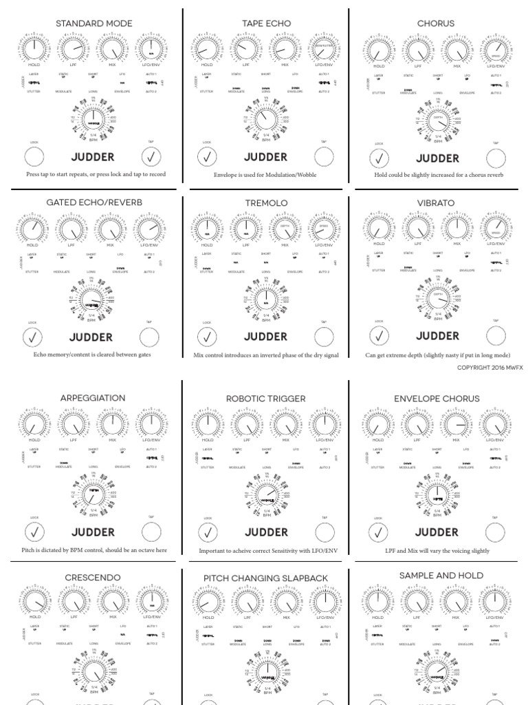 MWFX Judder - Setting Examples | PDF | Music Technology | Audio Electronics