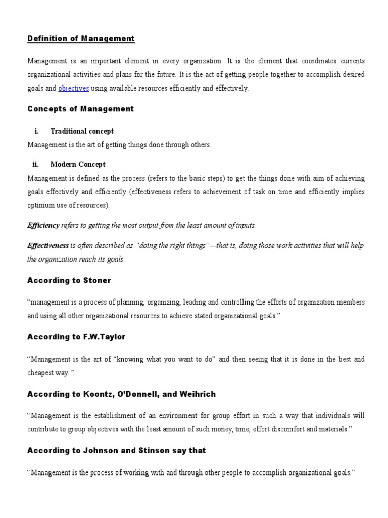 Definition of Management | PDF | Goal | Business