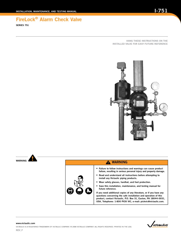 I-751 Firelock Alarm Check Valve | PDF | Valve | Screw