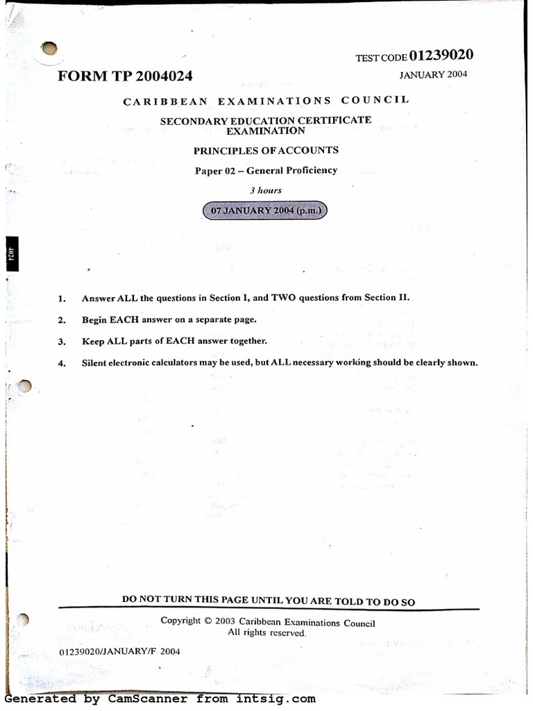 Poa PP 02 CXC Jan 2004 | PDF