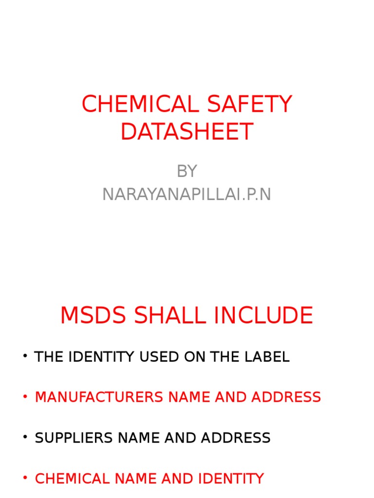 Chemical Safety Datasheet | PDF | Toxicity | Environmental Science