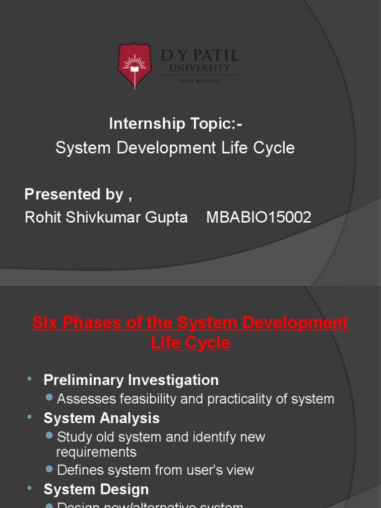 System Development Life Cycle: Internship Topic | Download Free PDF ...