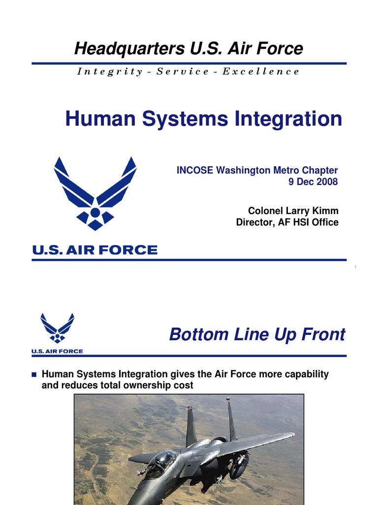 Headquarters U.S. Air Force: Human Systems Integration | PDF | Systems ...