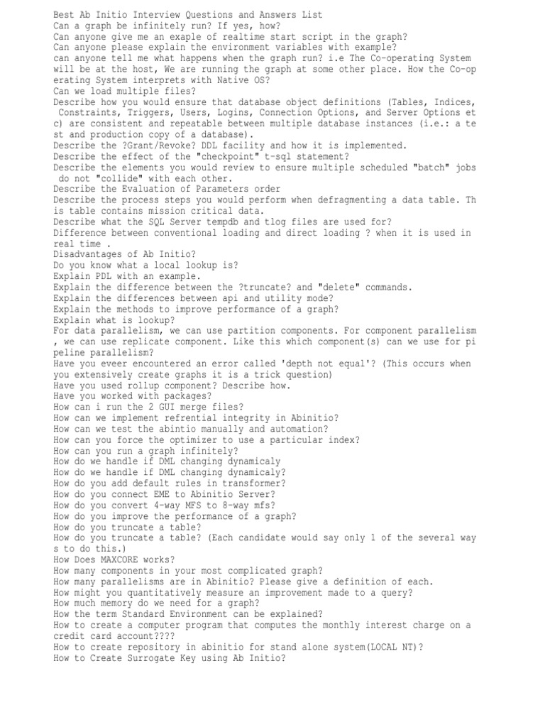 Ab Initio Interview Prep Guide | PDF | Databases | Data Management