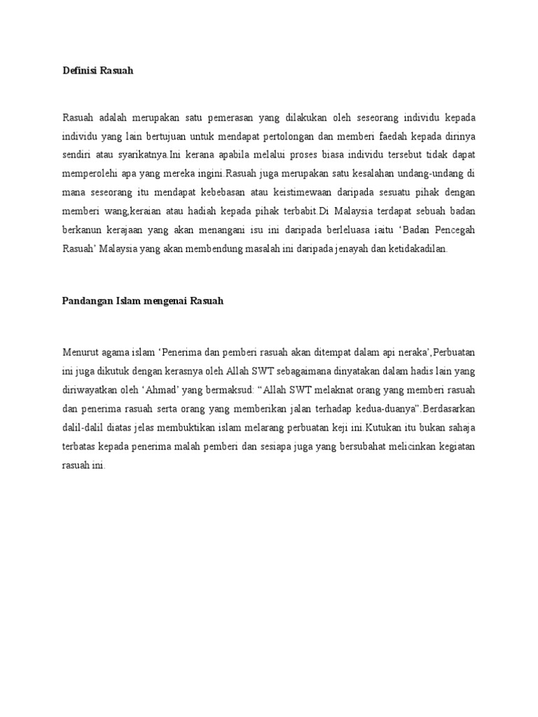 Definisi Rasuah | PDF