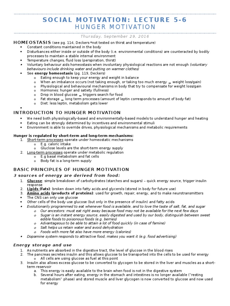 Hunger Motivation | PDF | Eating | Anorexia Nervosa