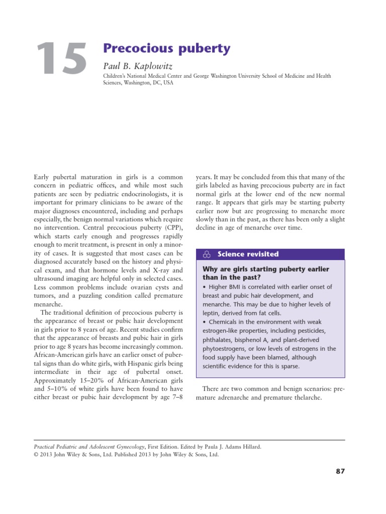 Precocious Puberty Pdf Puberty Ovarian Cancer