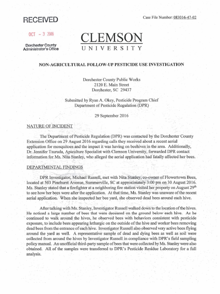 Clemson Letter On Findings | PDF