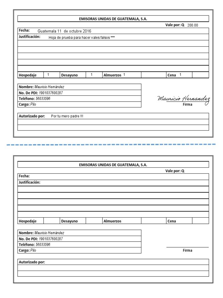 Formato de Vale | PDF