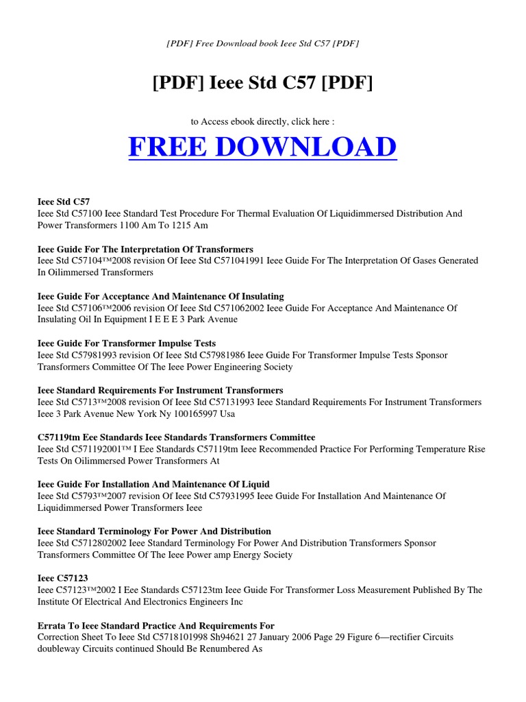 Ieee STD c57 | PDF | Institute Of Electrical And Electronics Engineers ...
