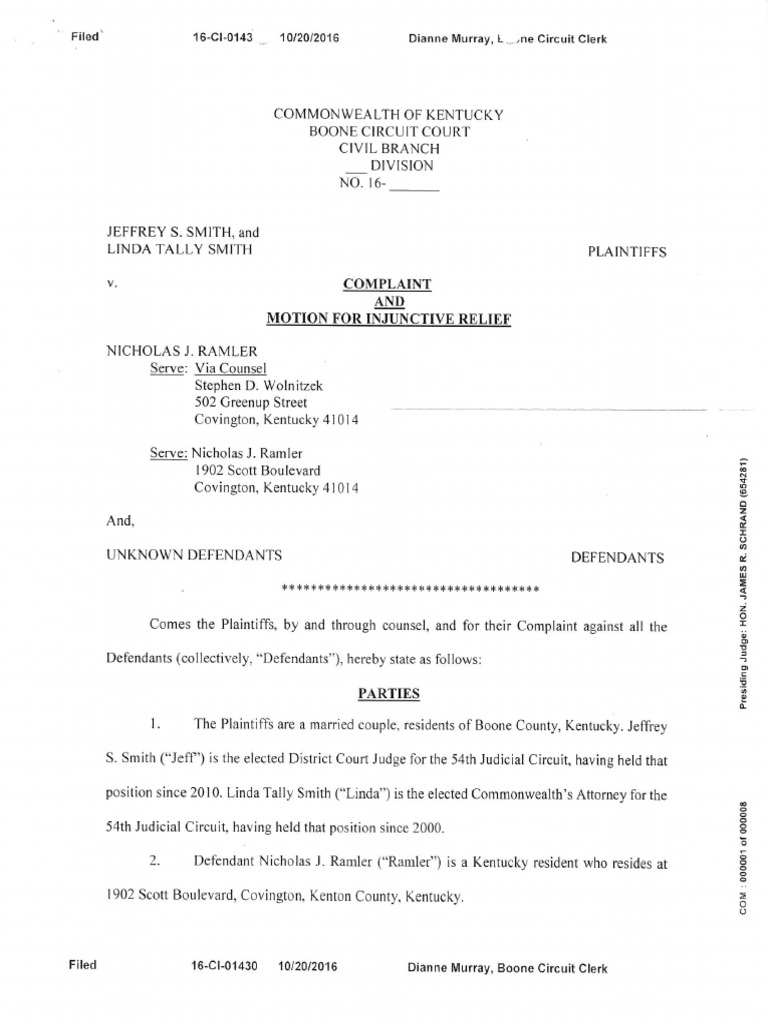 Complaint and Motion for Injunctive Relief