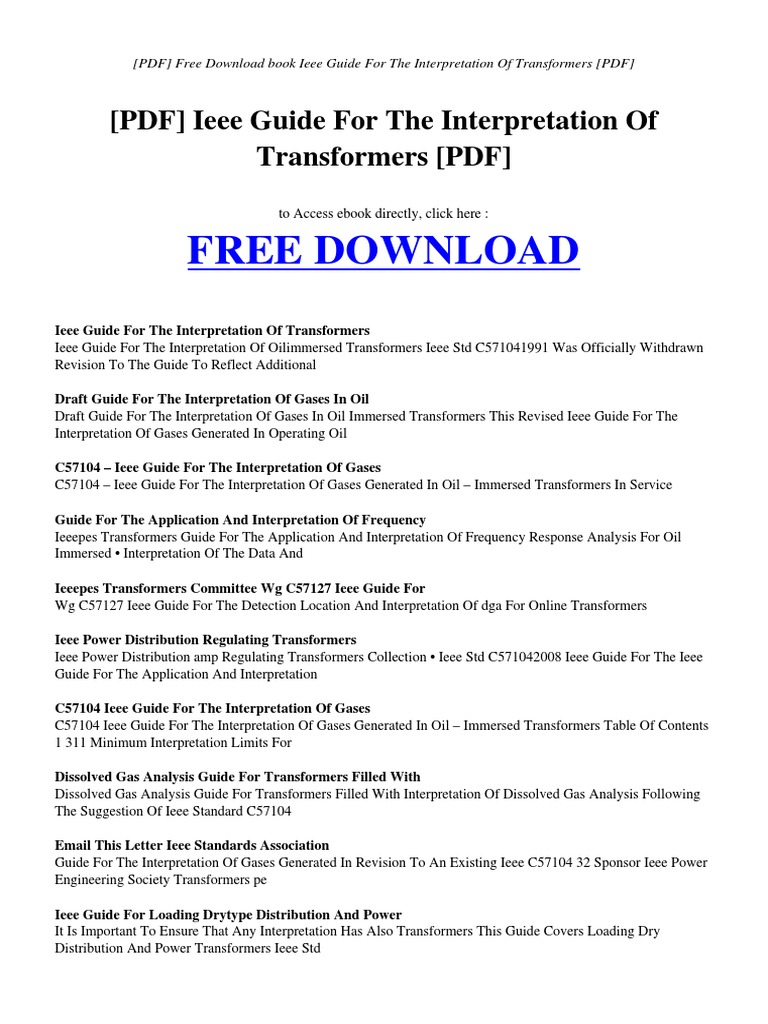 Ieee Guide For The Interpretation of Transformers | PDF | Transformer | Electrical Engineering