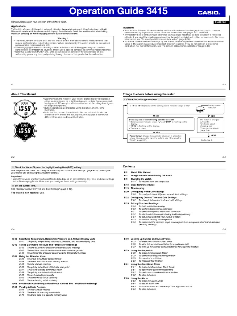 Manual - Casio Protrek Prg270-7 | PDF | Atmospheric Pressure | Daylight ...