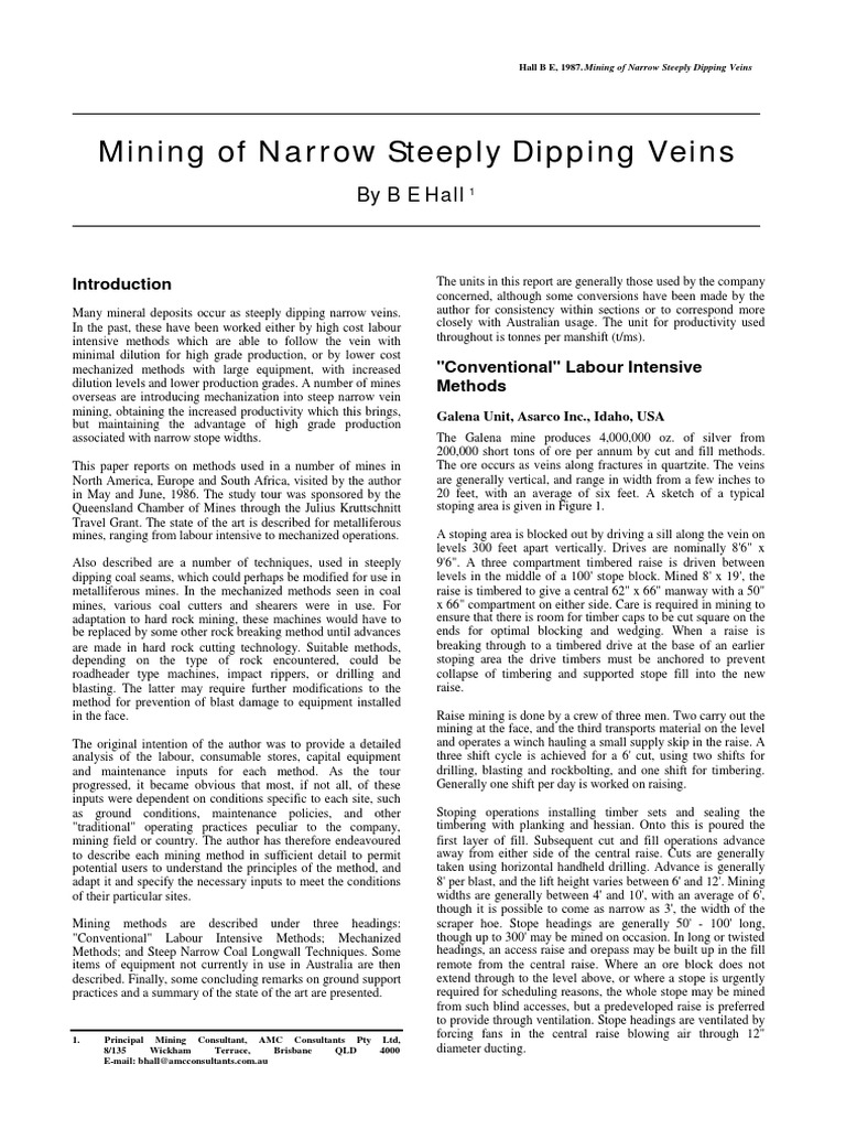 Techniques for Narrow Vein Mining | PDF