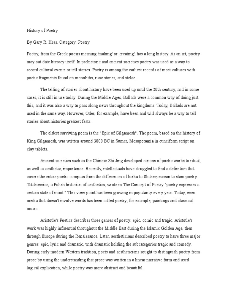 History of Poetry | PDF | Poetry