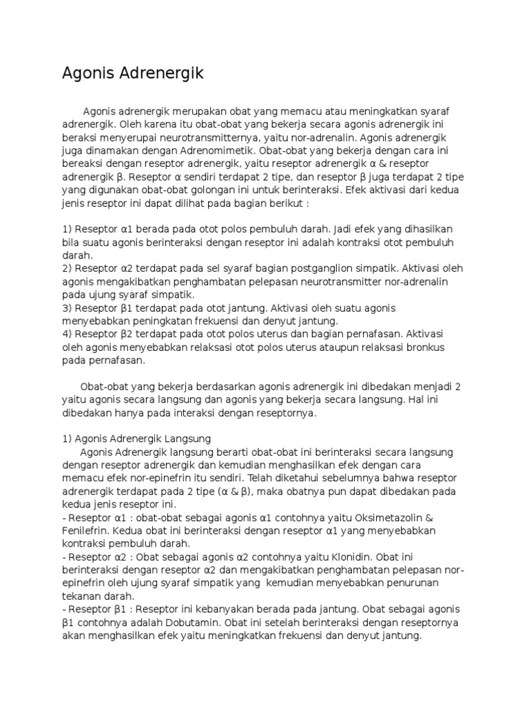 Farmakologi Agonis Adrenergik Dan Simpatomimetik | PDF