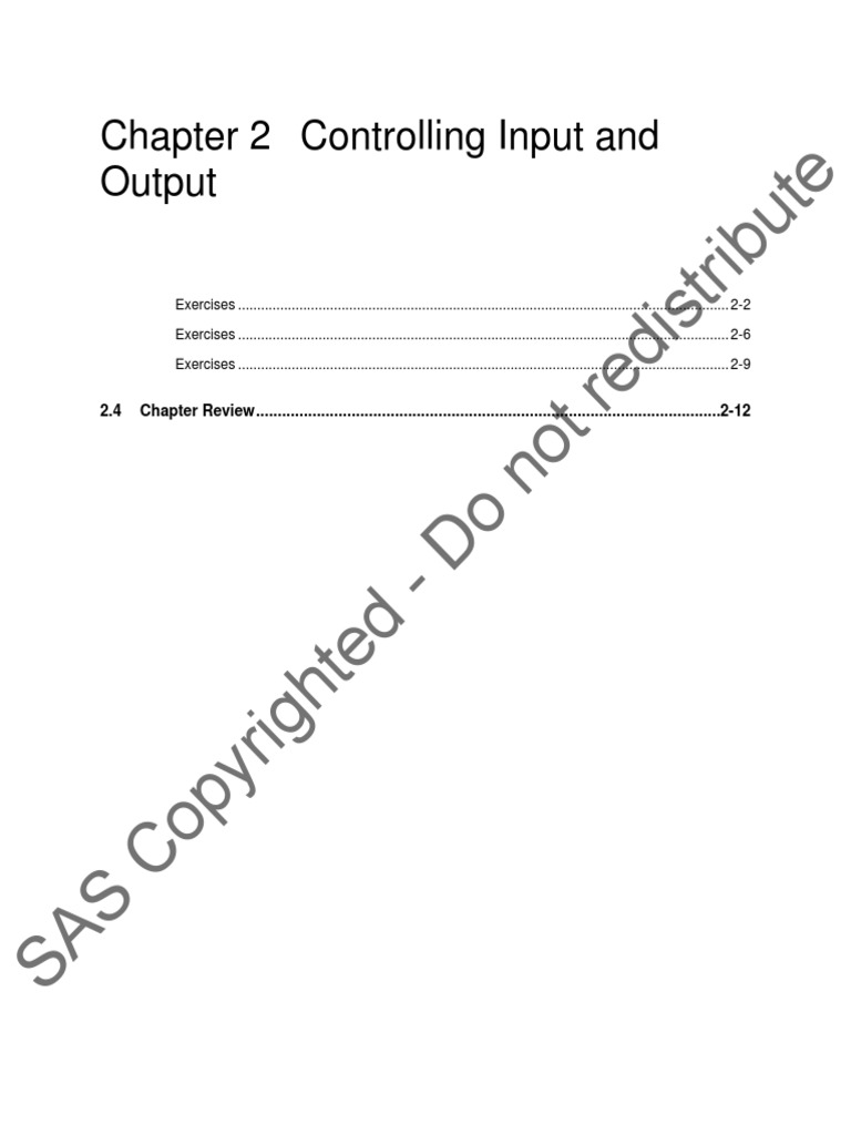 Controlling Input and Output - Exercises | PDF | Sas (Software) | Input/Output